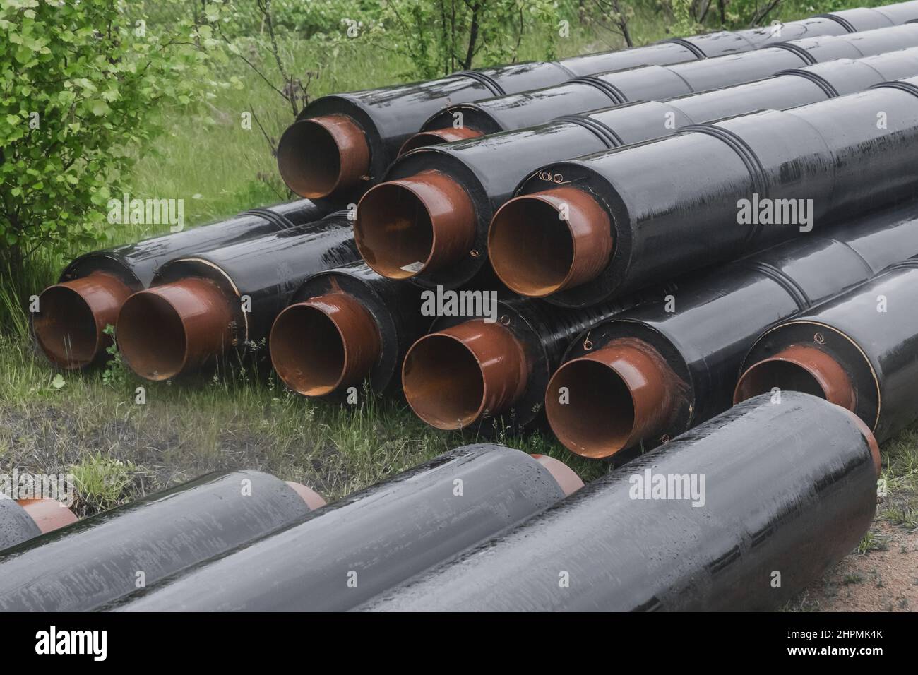 Polyethylene pipes piping plumbing construction material objects heat ...
