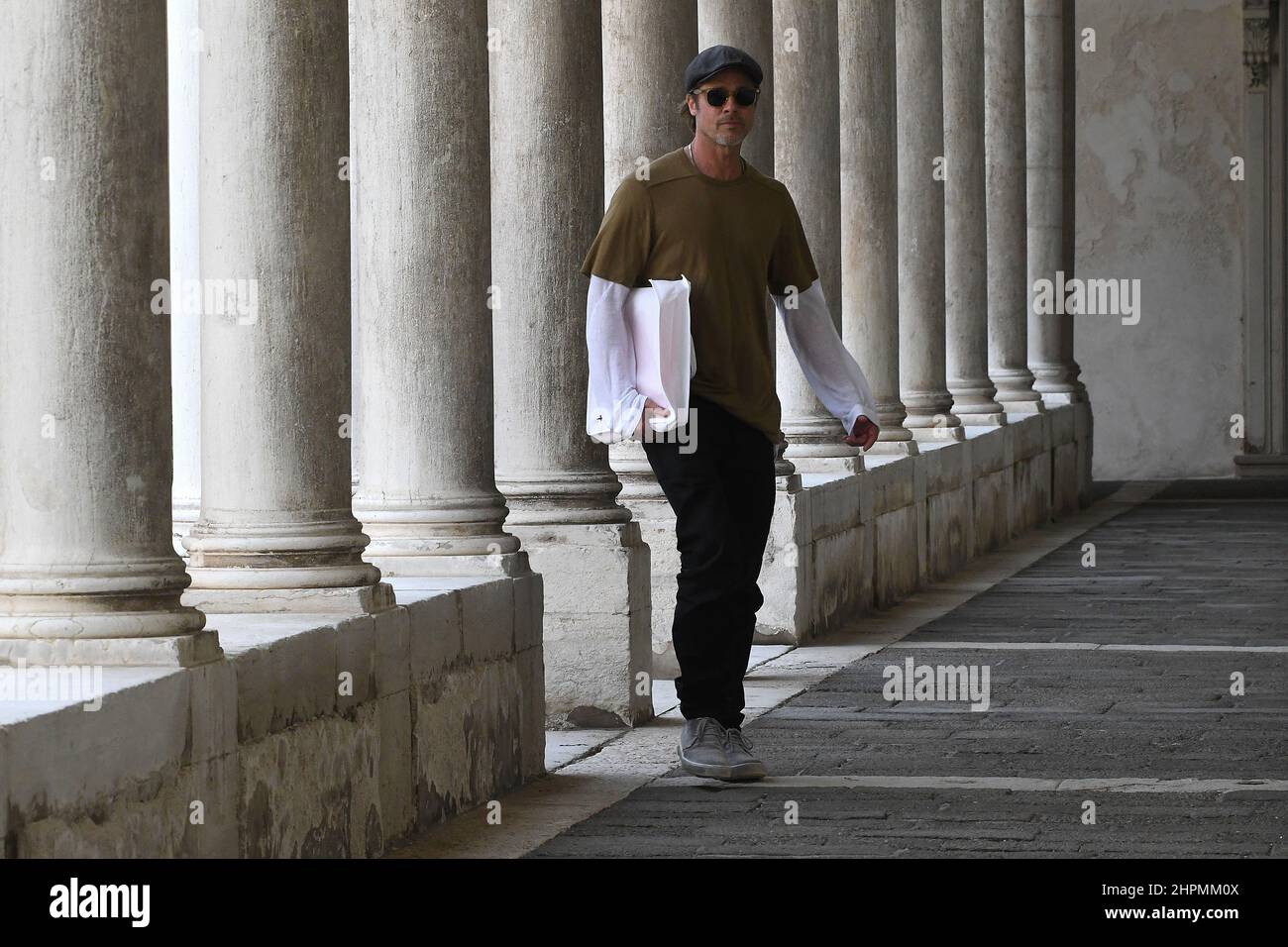 Brad Pitt Visits Cini Foundation on St George Island in Venice Stock ...