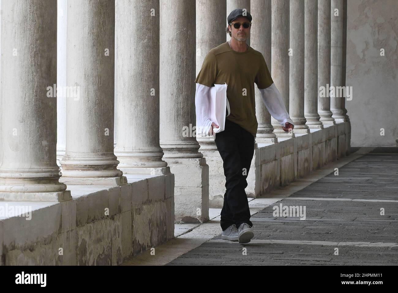 Brad Pitt Visits Cini Foundation on St George Island in Venice Stock ...