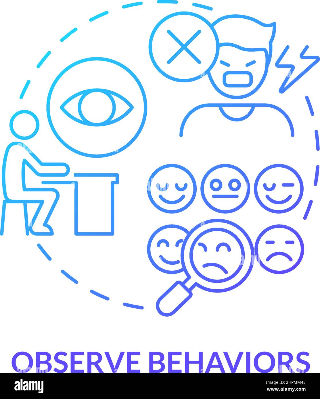 Observe behaviors blue gradient concept icon Stock Vector Image & Art ...