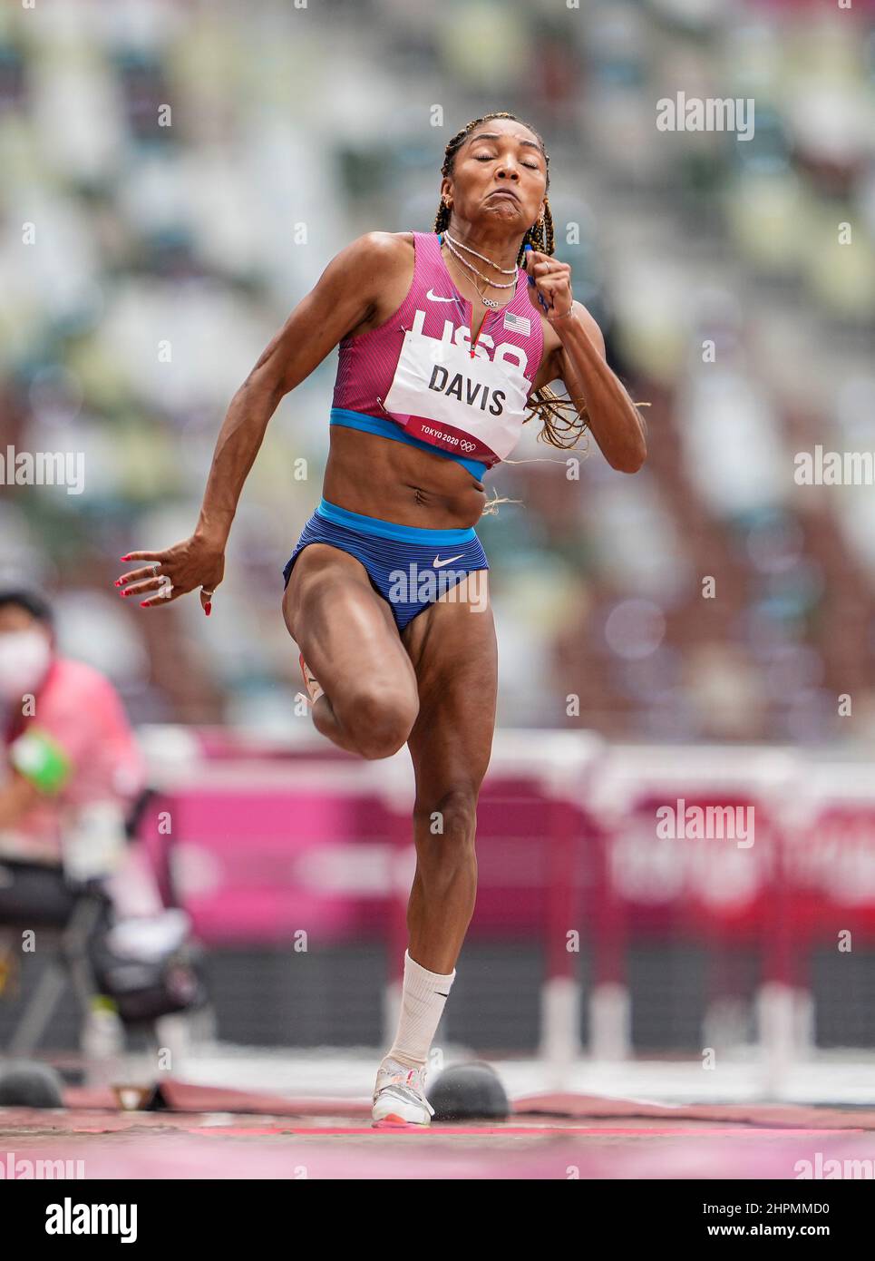 Tara Davis participating in the Tokyo 2020 Olympic Games in the long ...