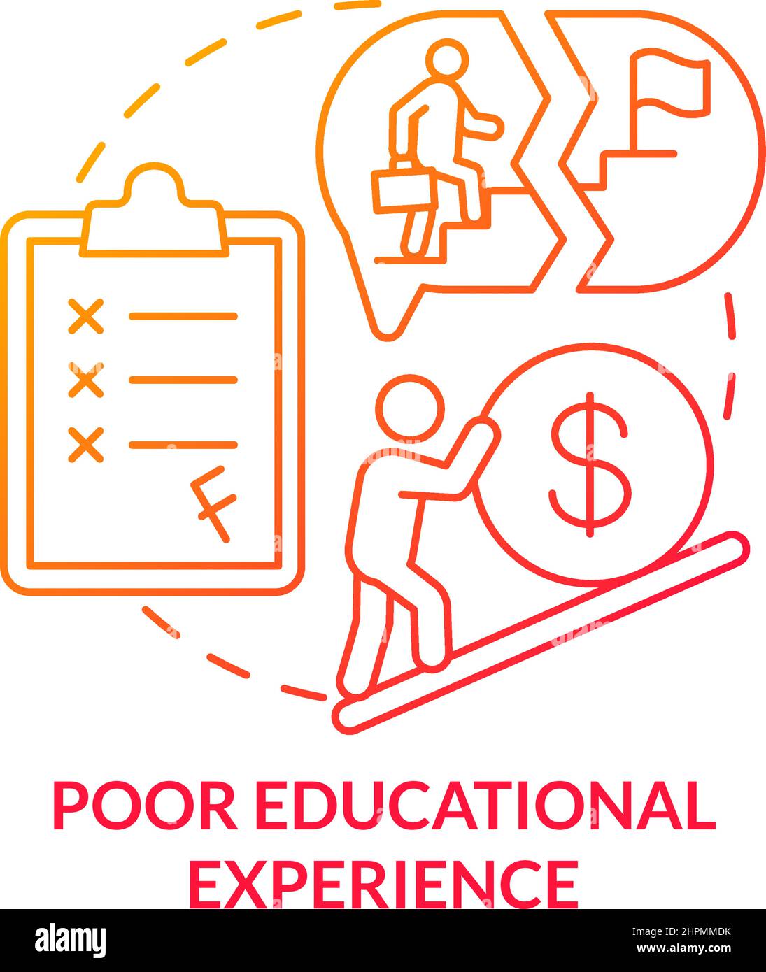 Poor educational experience red gradient concept icon Stock Vector ...