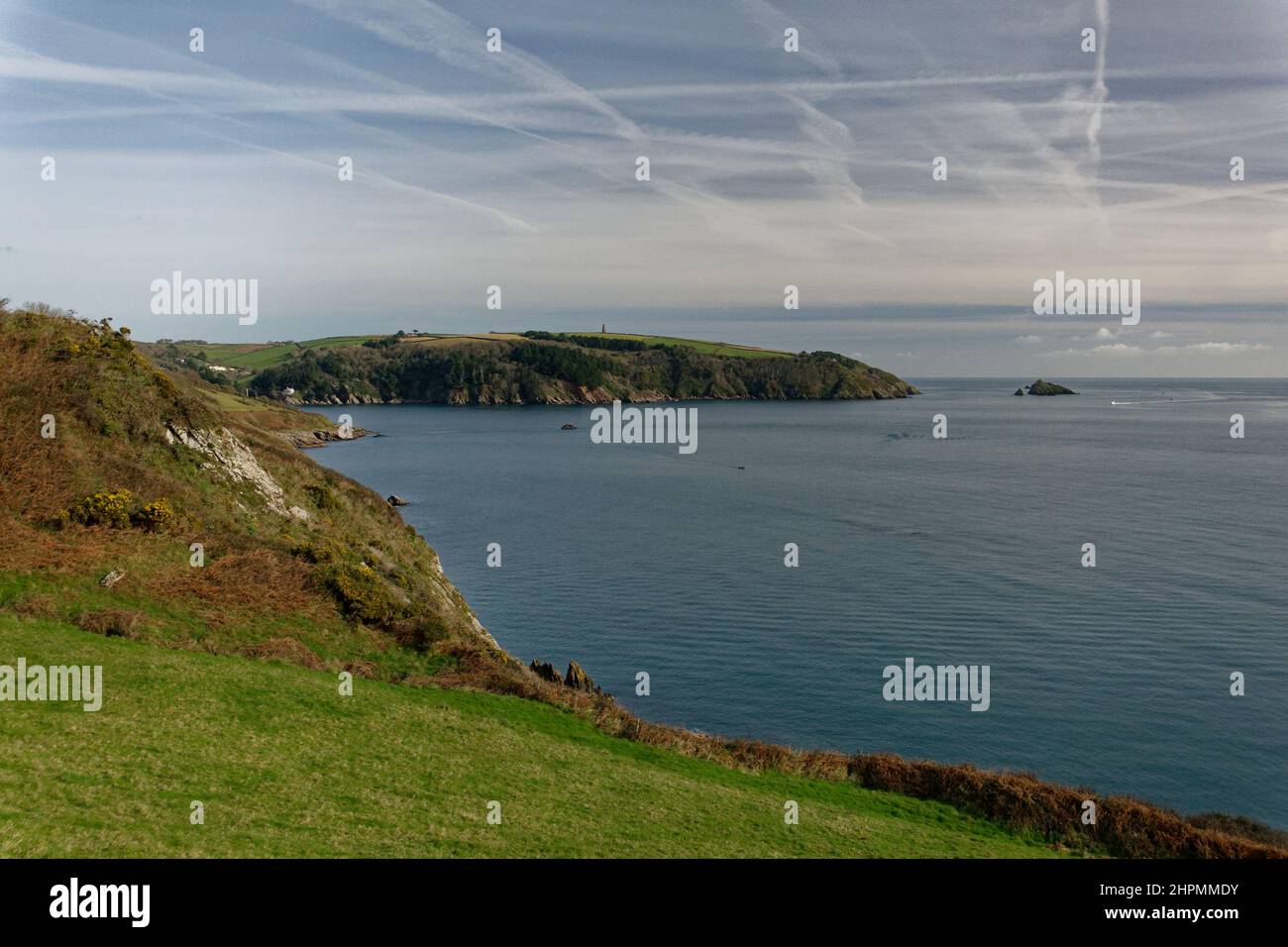 View of Dart Estuary from Southwest Coast Path Near Dartmouth Stock ...