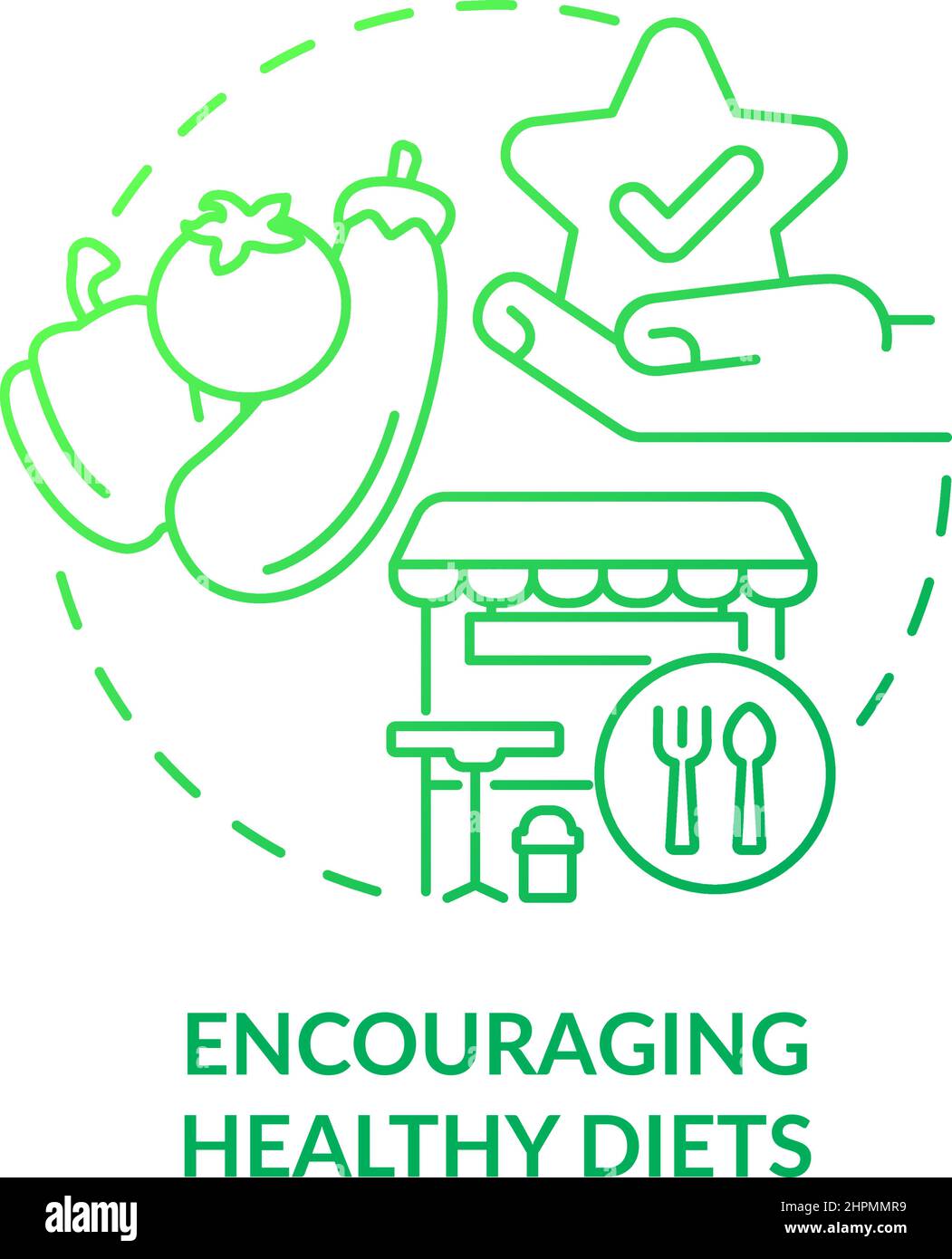 Encouraging healthy diets green gradient concept icon Stock Vector ...