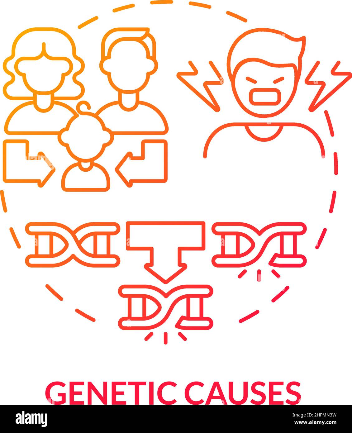 Genetic causes red gradient concept icon Stock Vector Image & Art - Alamy
