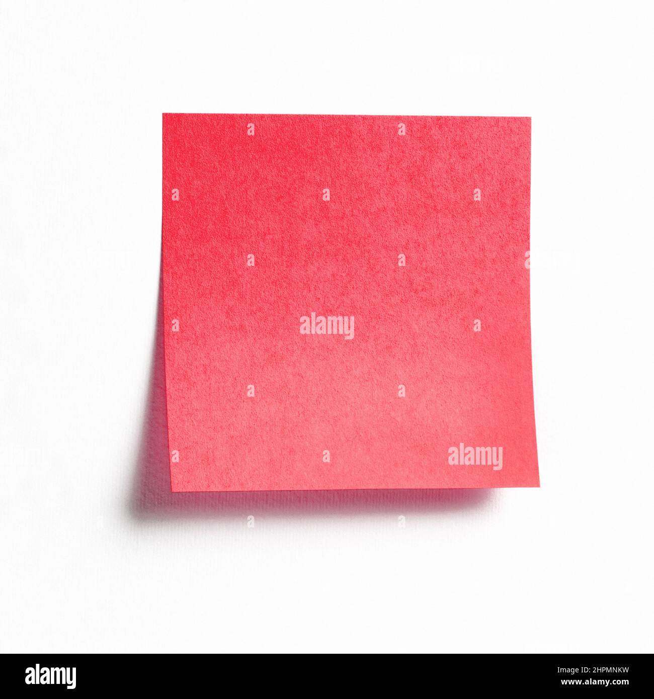 Red sticky note isolated on white background, front view adhesive paper ...