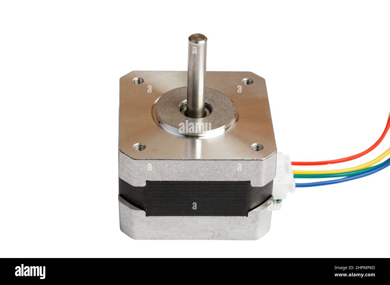 Electrical stepping motor NEMA standard isolated on white background ...