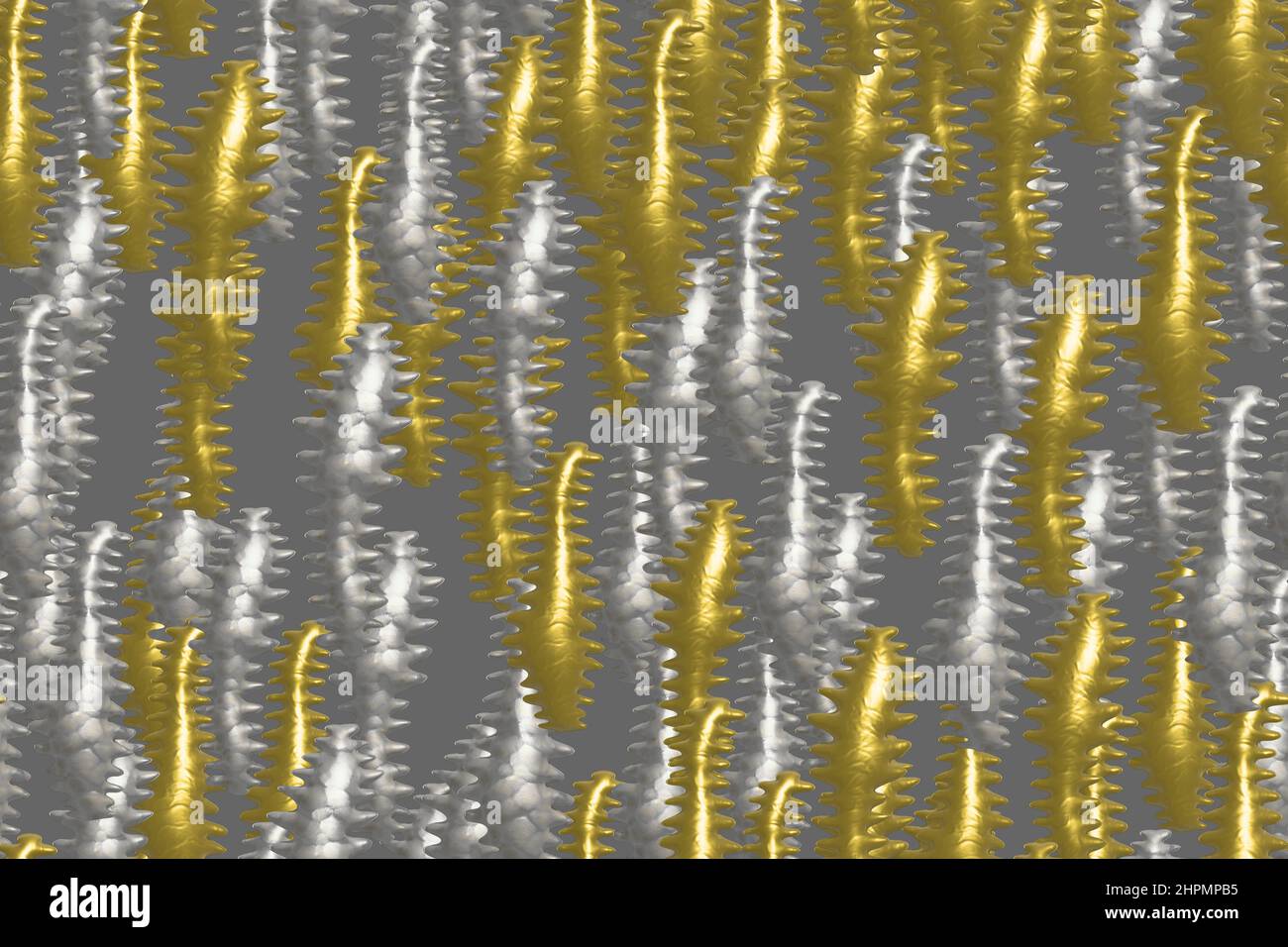 Abstract Silver Golden Worm Seamless Pattern 3D Illustration Background ...