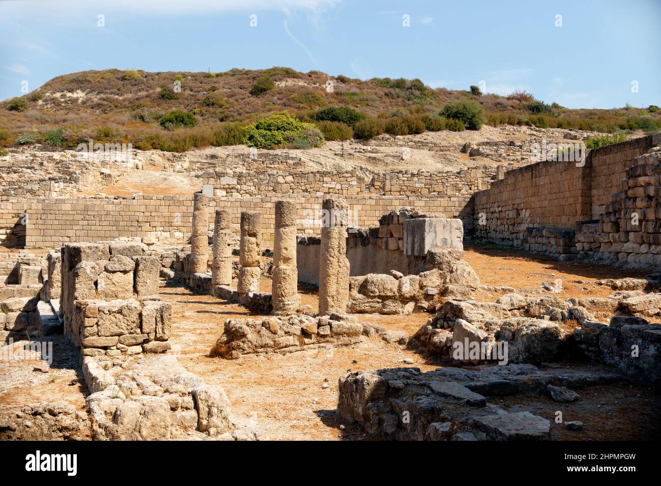 Ruins of Hellenistic late classical fountain in ancient Kamiros ...