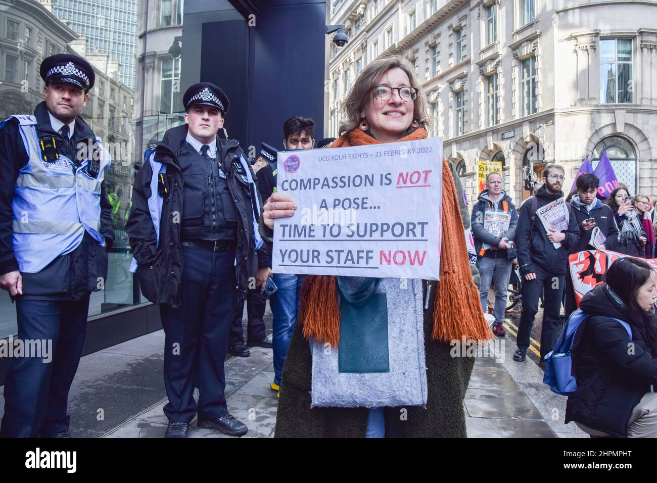 London, England, UK. 22nd Feb, 2022. Protesters outside USS ...