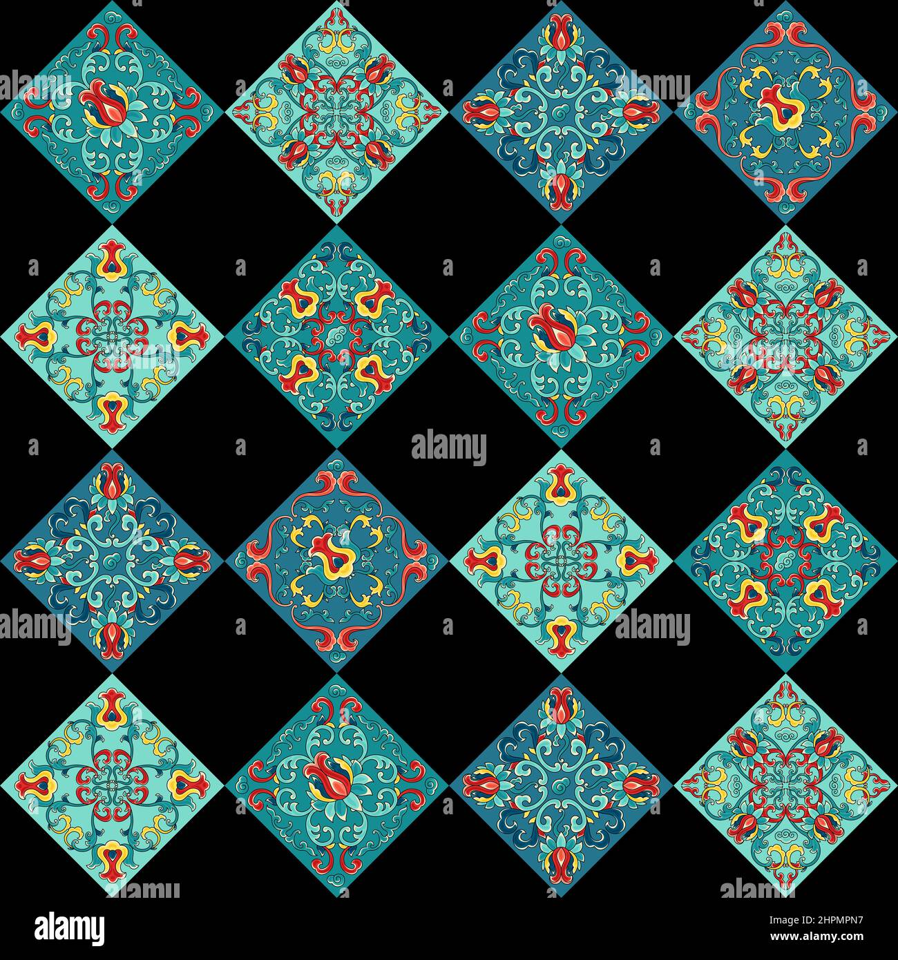 Chinese ceramic tile seamless pattern. Oriental traditional floral ...