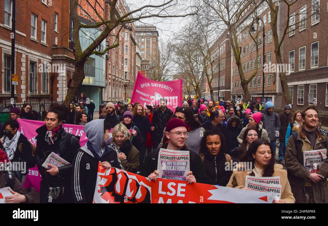 London, England, UK. 22nd Feb, 2022. Protesters outside the University ...
