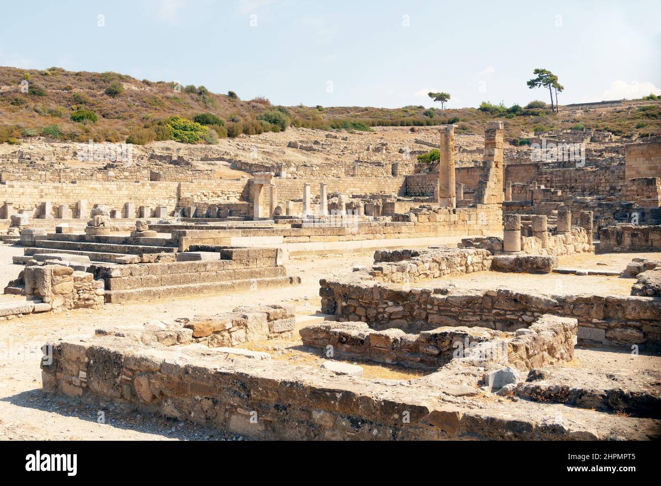 Ruins of Hellenistic doric temple of Pythian Apollo and fountain square ...