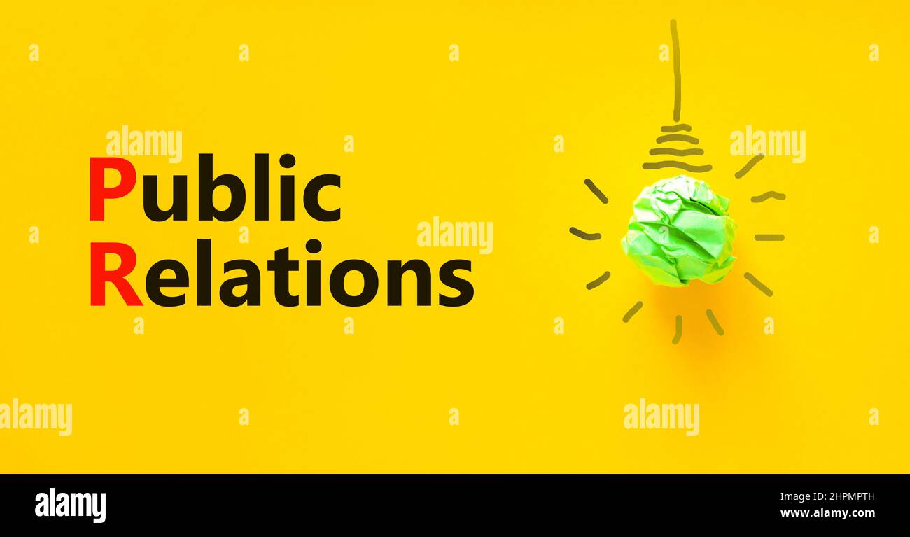 PR public relations symbol. Concept words PR public relations. Green ...