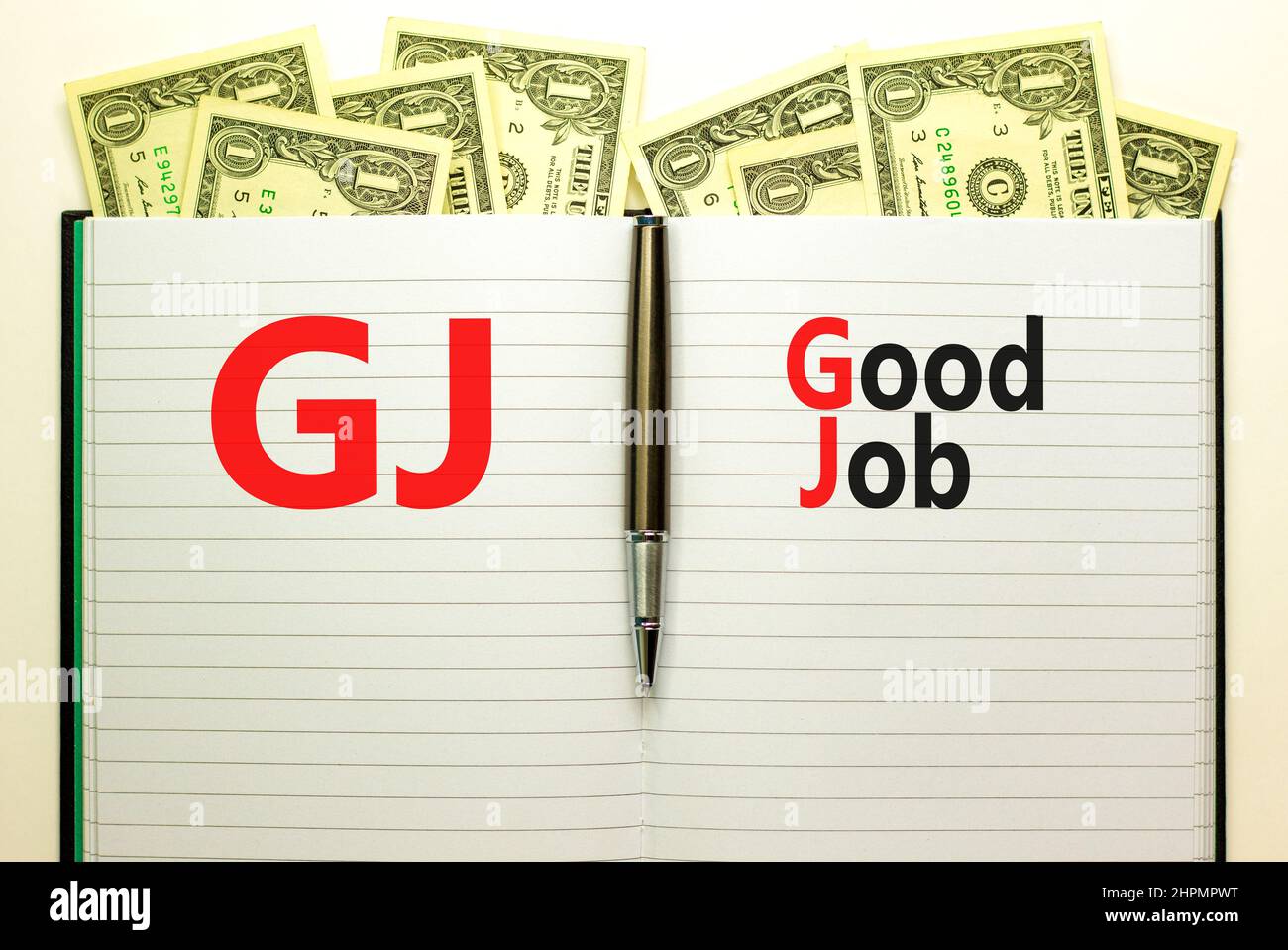 GJ good job abbreviation symbol. Concept words GJ good job on white ...