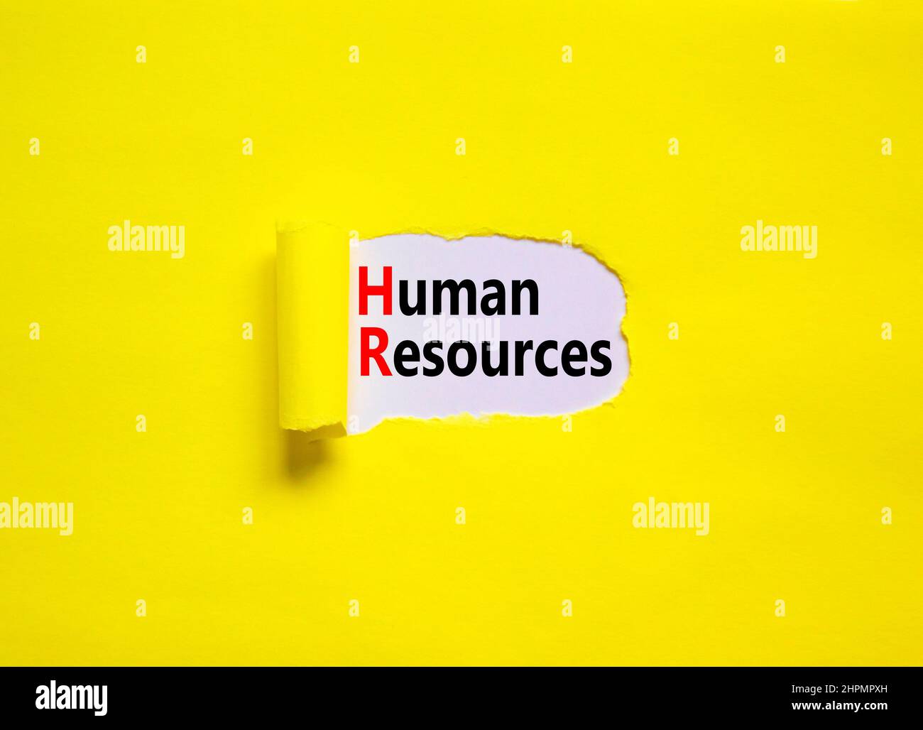HR Human resources symbol. Concept words HR Human resources on yellow ...