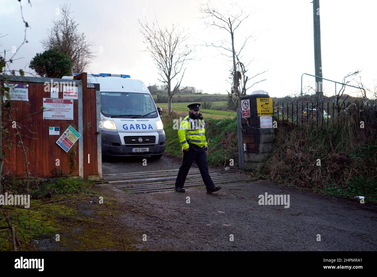 Garda at the scene of a shooting on farmland in Dublin, as a man in his ...
