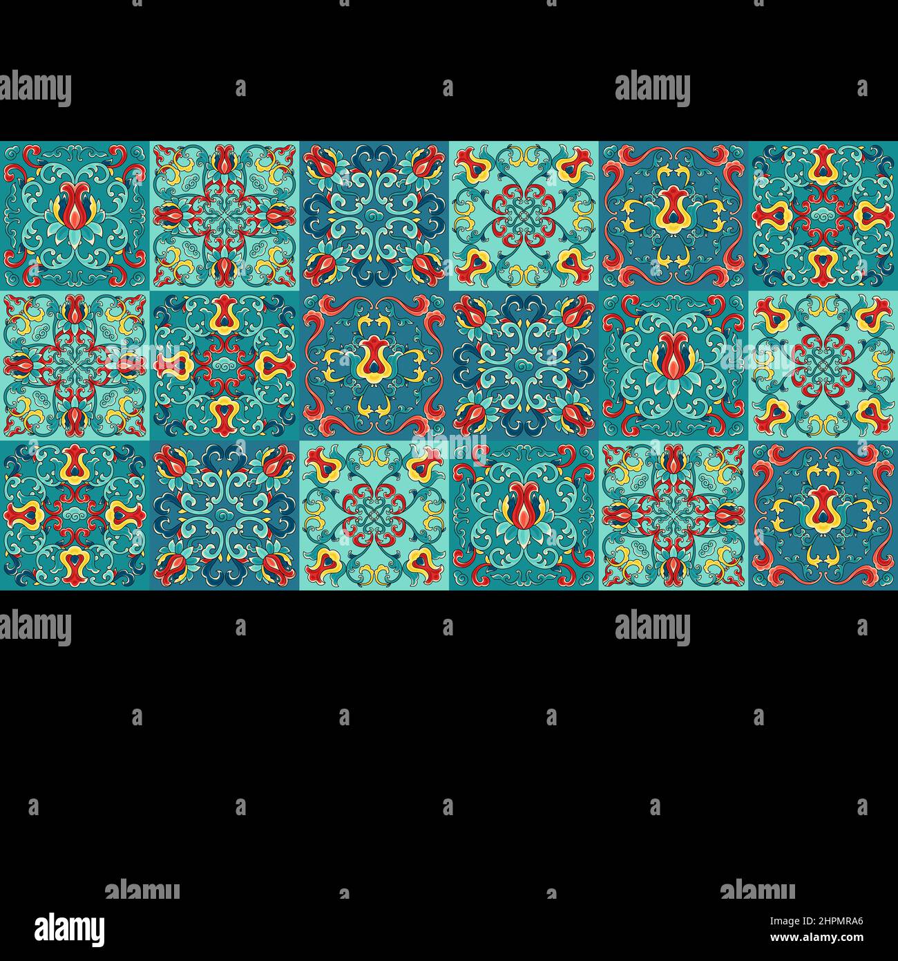Chinese ceramic tile bzckground. Oriental traditional floral ornament ...