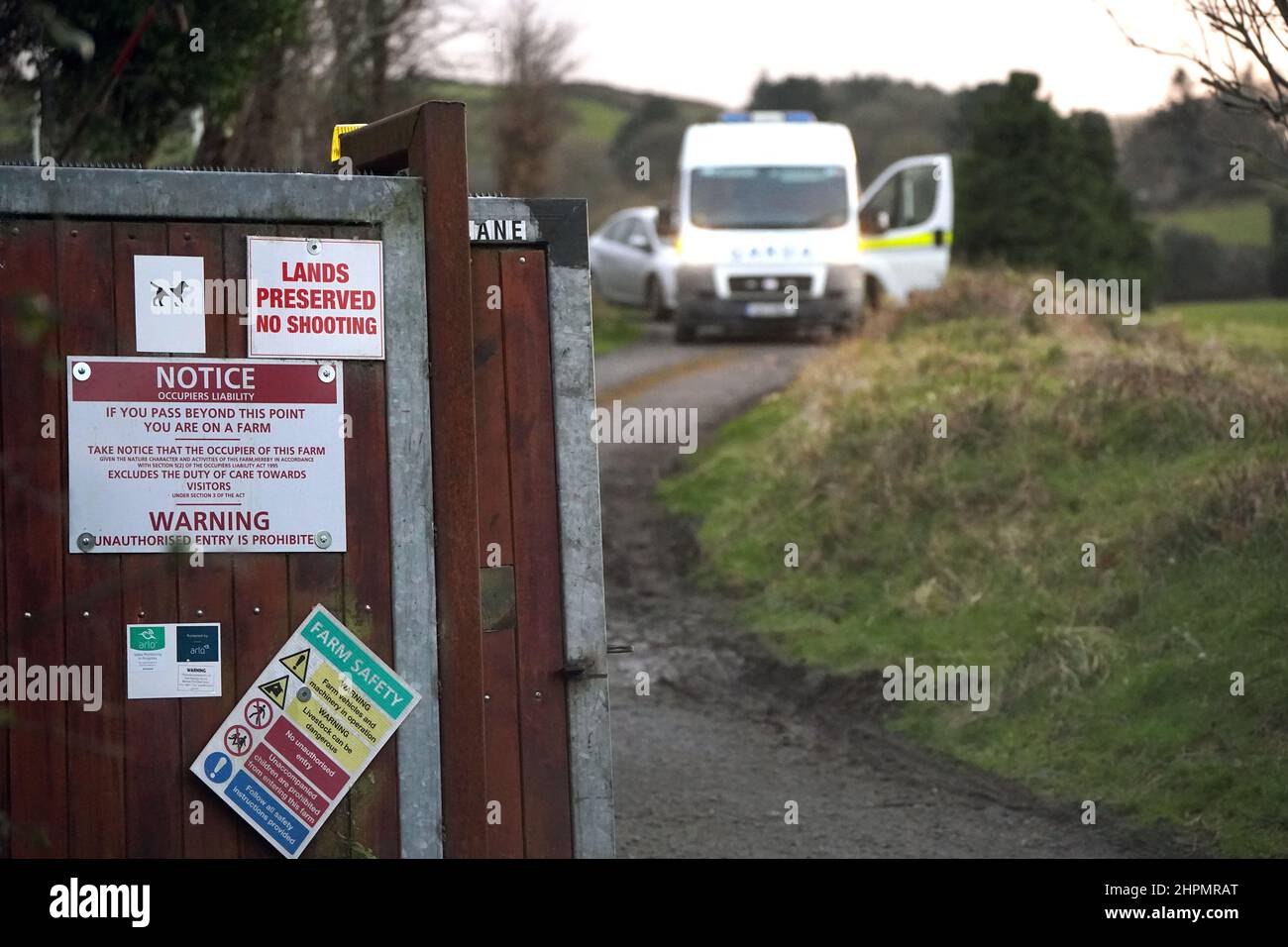 Garda at the scene of a shooting on farmland in Dublin, as a man in his ...