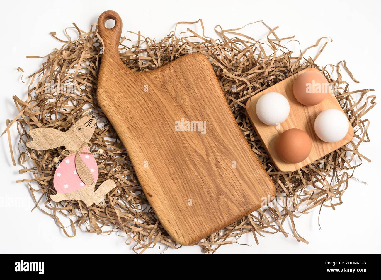 Easter mockup wood cutting board Stock Photo - Alamy