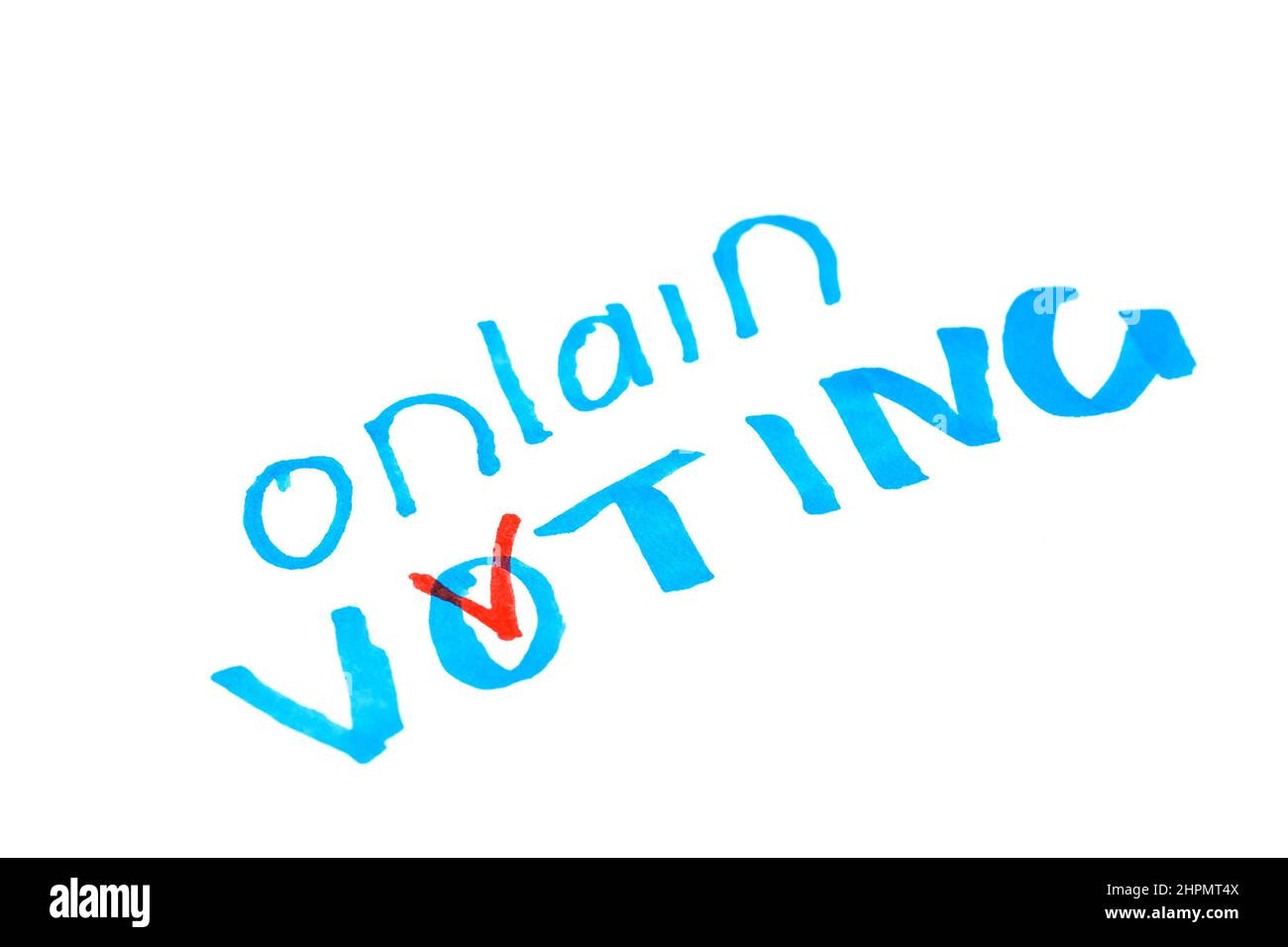 Online voting inscription on a white background Stock Photo - Alamy