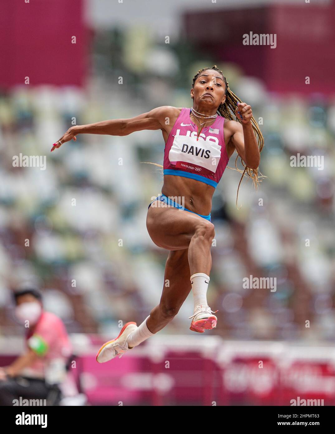 Tara Davis participating in the Tokyo 2020 Olympic Games in the long ...