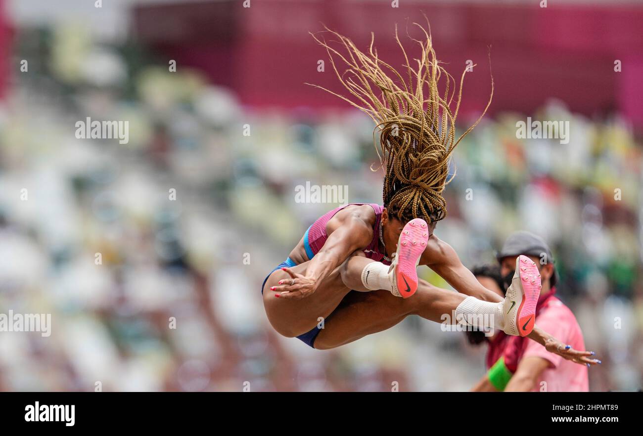 Tara Davis participating in the Tokyo 2020 Olympic Games in the long ...