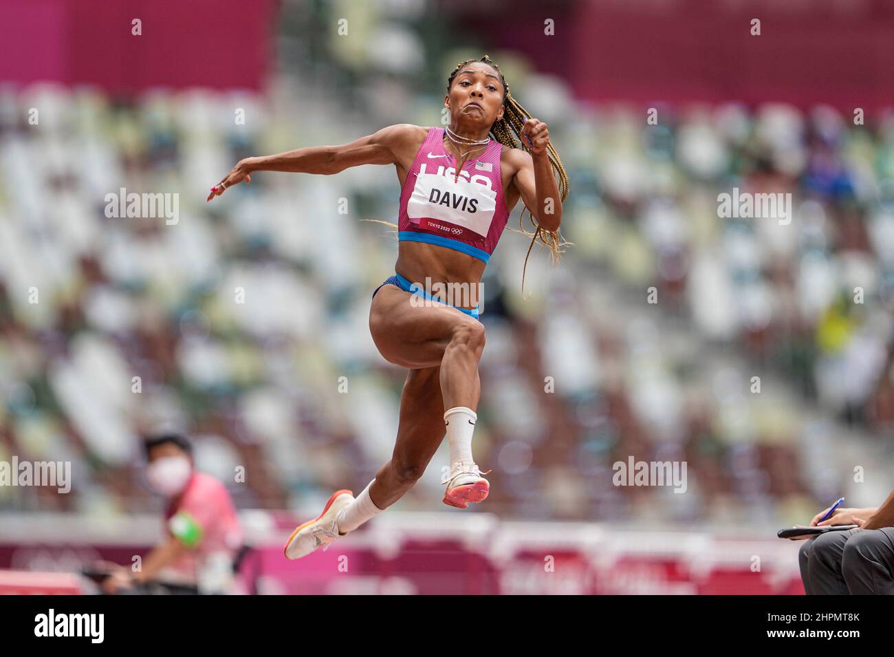 Tara Davis participating in the Tokyo 2020 Olympic Games in the long ...