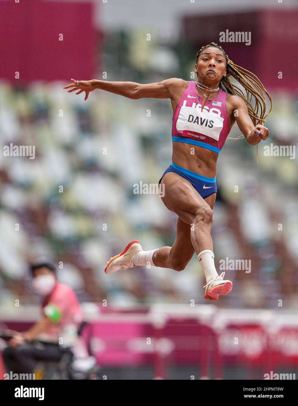 Tara Davis participating in the Tokyo 2020 Olympic Games in the long ...