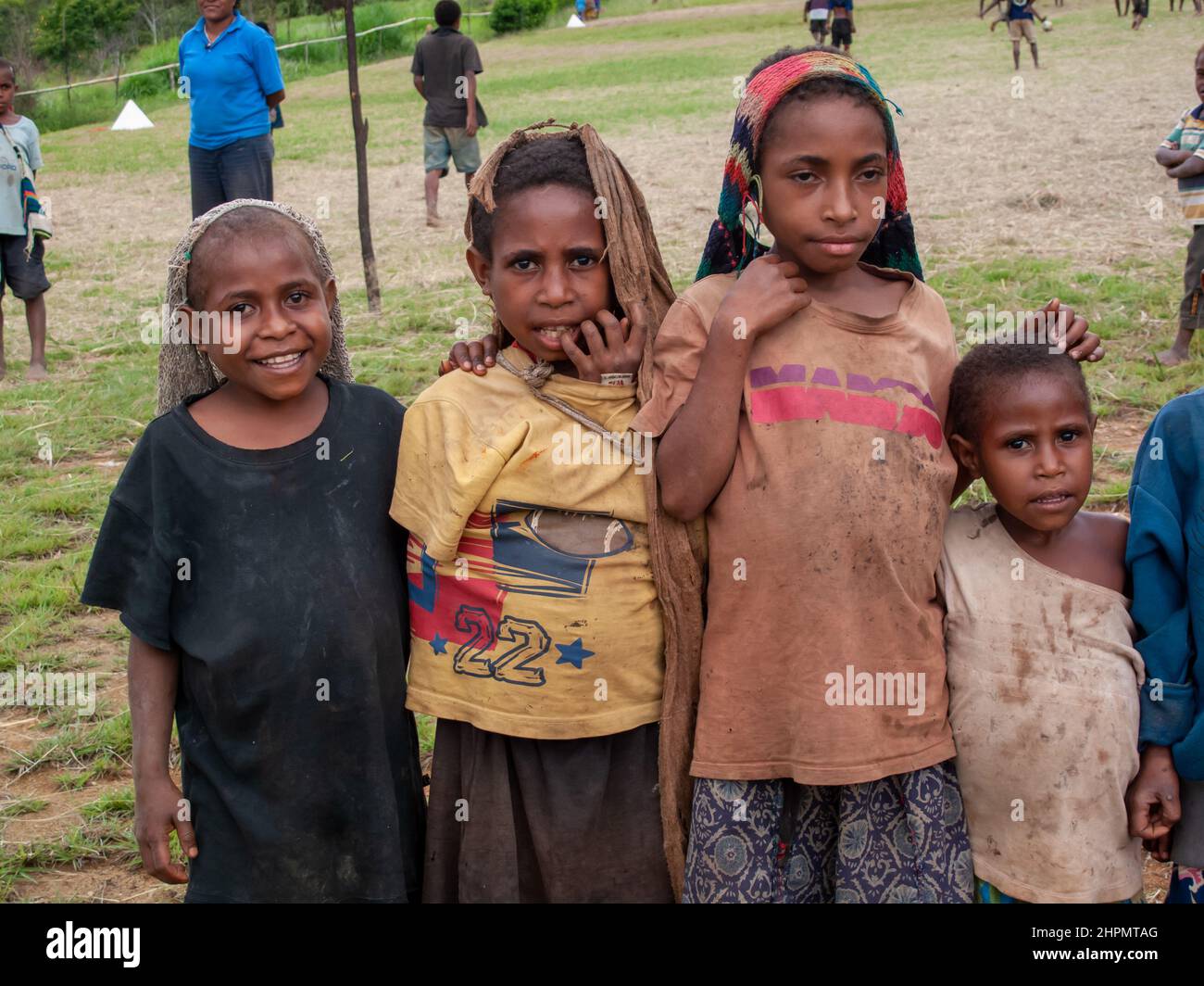 Four girls gathering in the mountains of Papua New Guinea Stock Photo ...