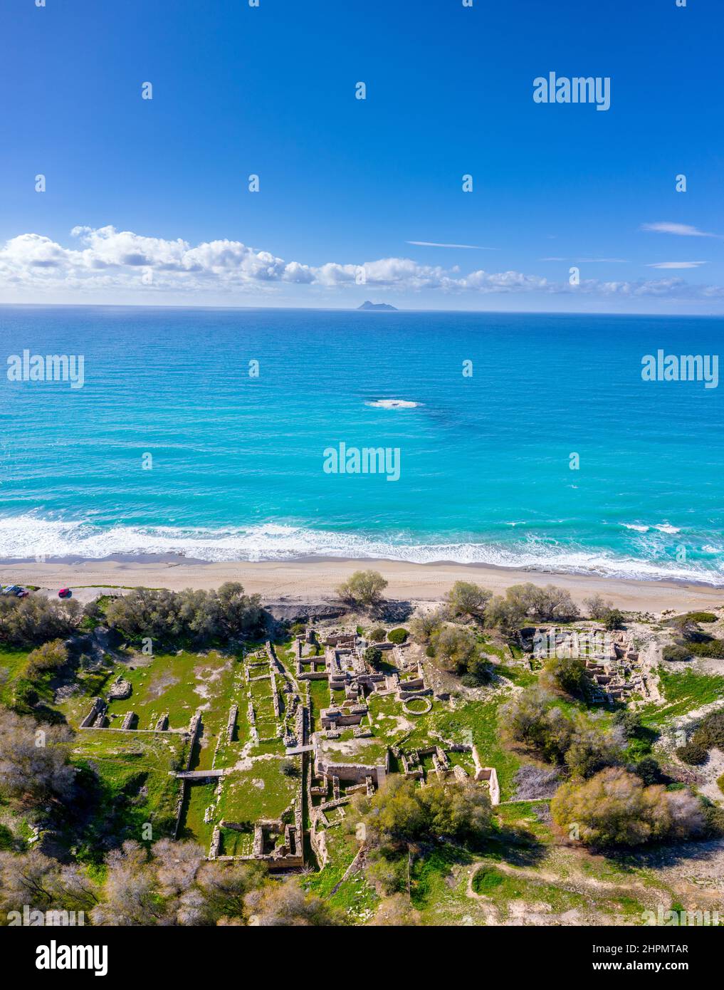 Famous sandy nudist beach of Komos near Matala, Crete, Greece Stock ...
