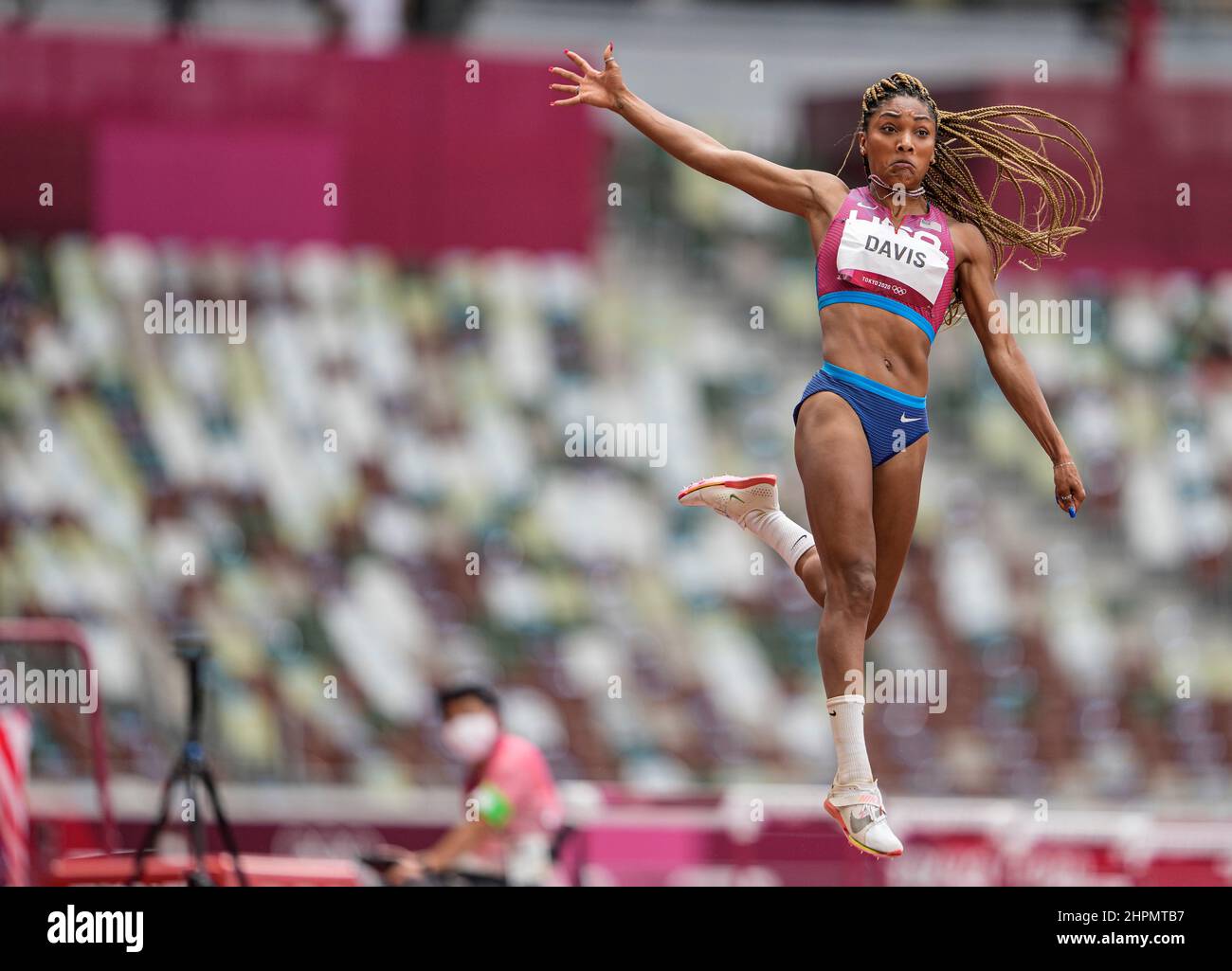 Tara Davis participating in the Tokyo 2020 Olympic Games in the long ...