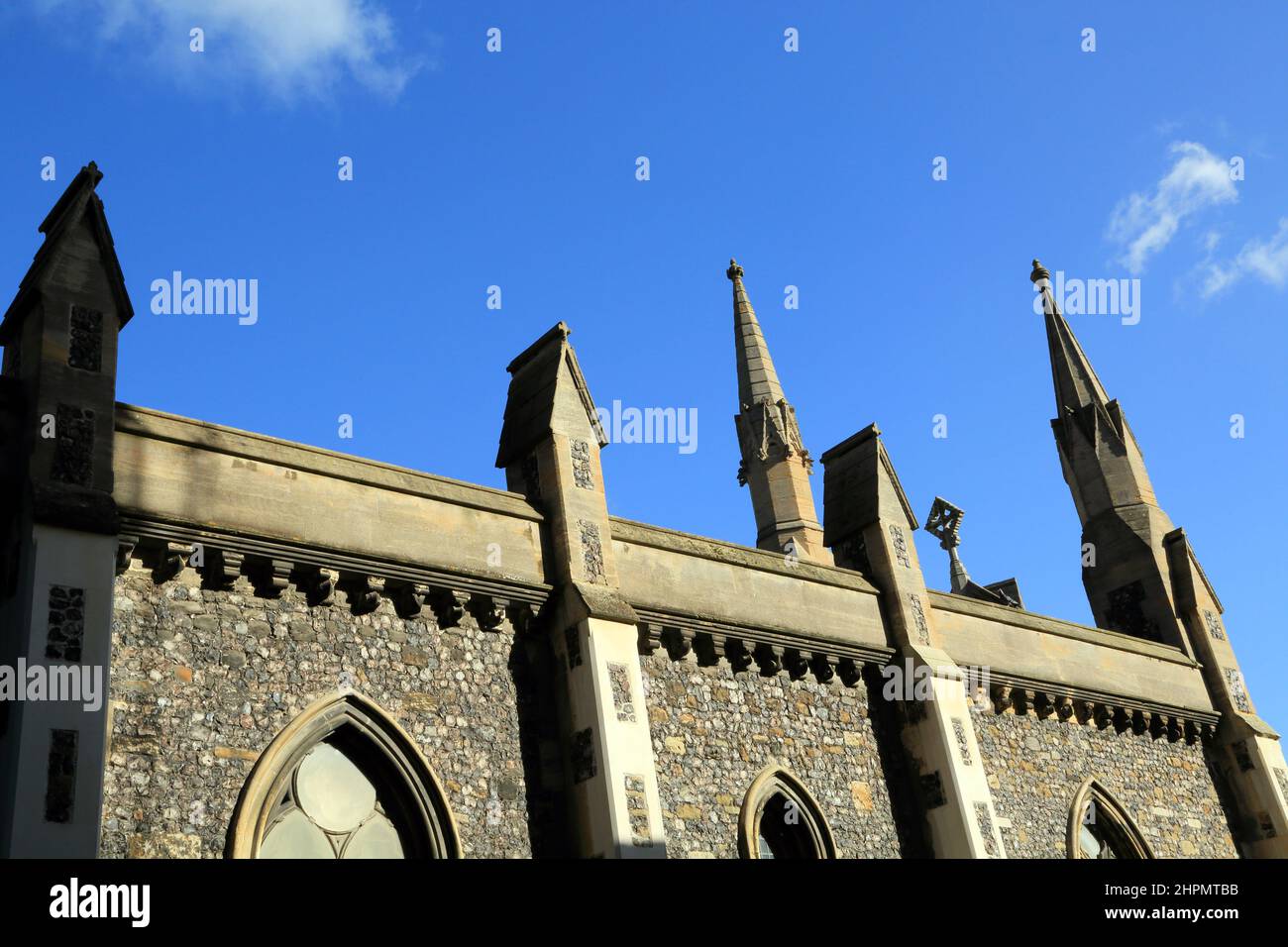 Side view of St Mary's Church from Cannon Street, Dover, Kent, England ...