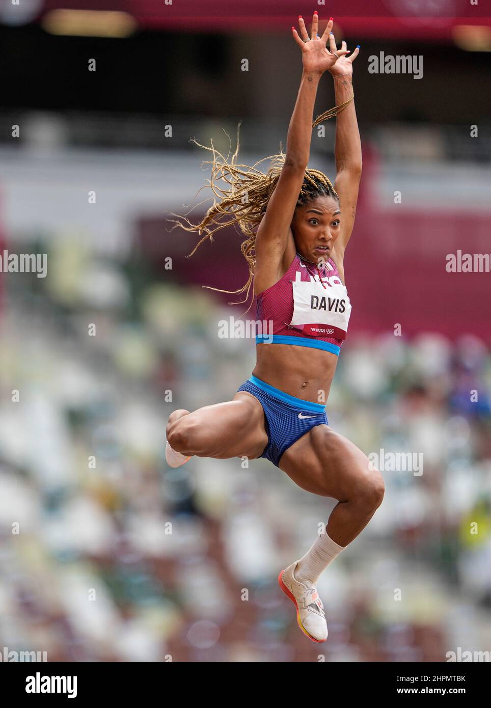 Tara Davis participating in the Tokyo 2020 Olympic Games in the long ...