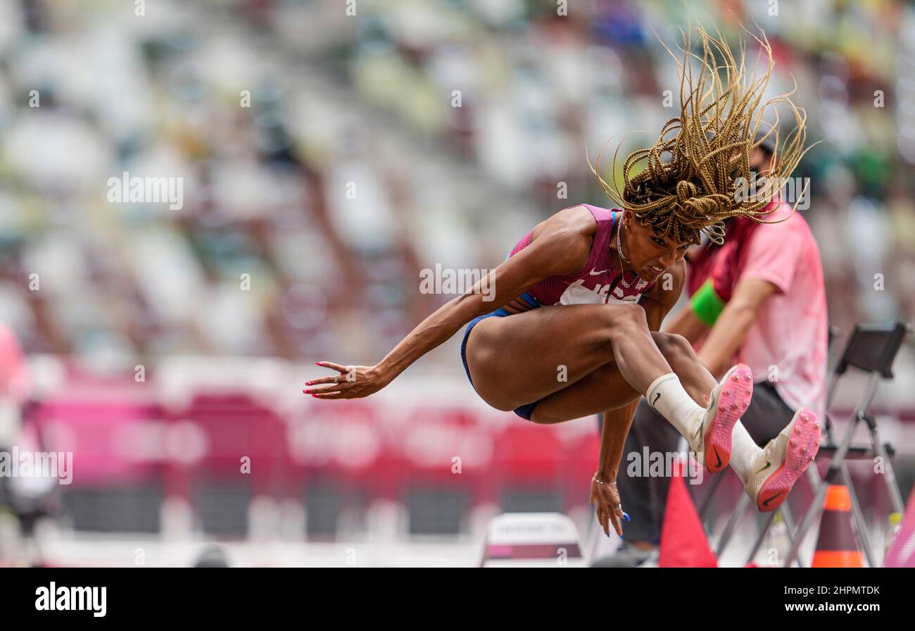 Tara Davis participating in the Tokyo 2020 Olympic Games in the long ...