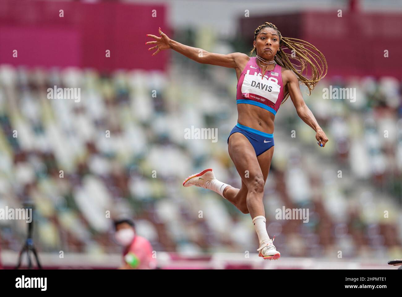 Tara Davis participating in the Tokyo 2020 Olympic Games in the long ...