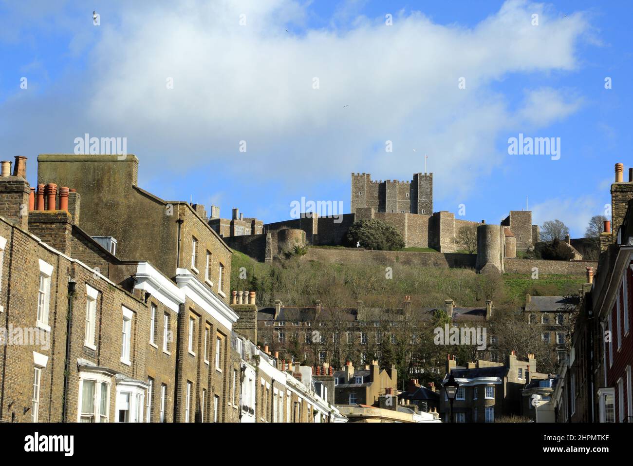 View along Castle Street towards Dover Castle, Dover, Kent, England ...