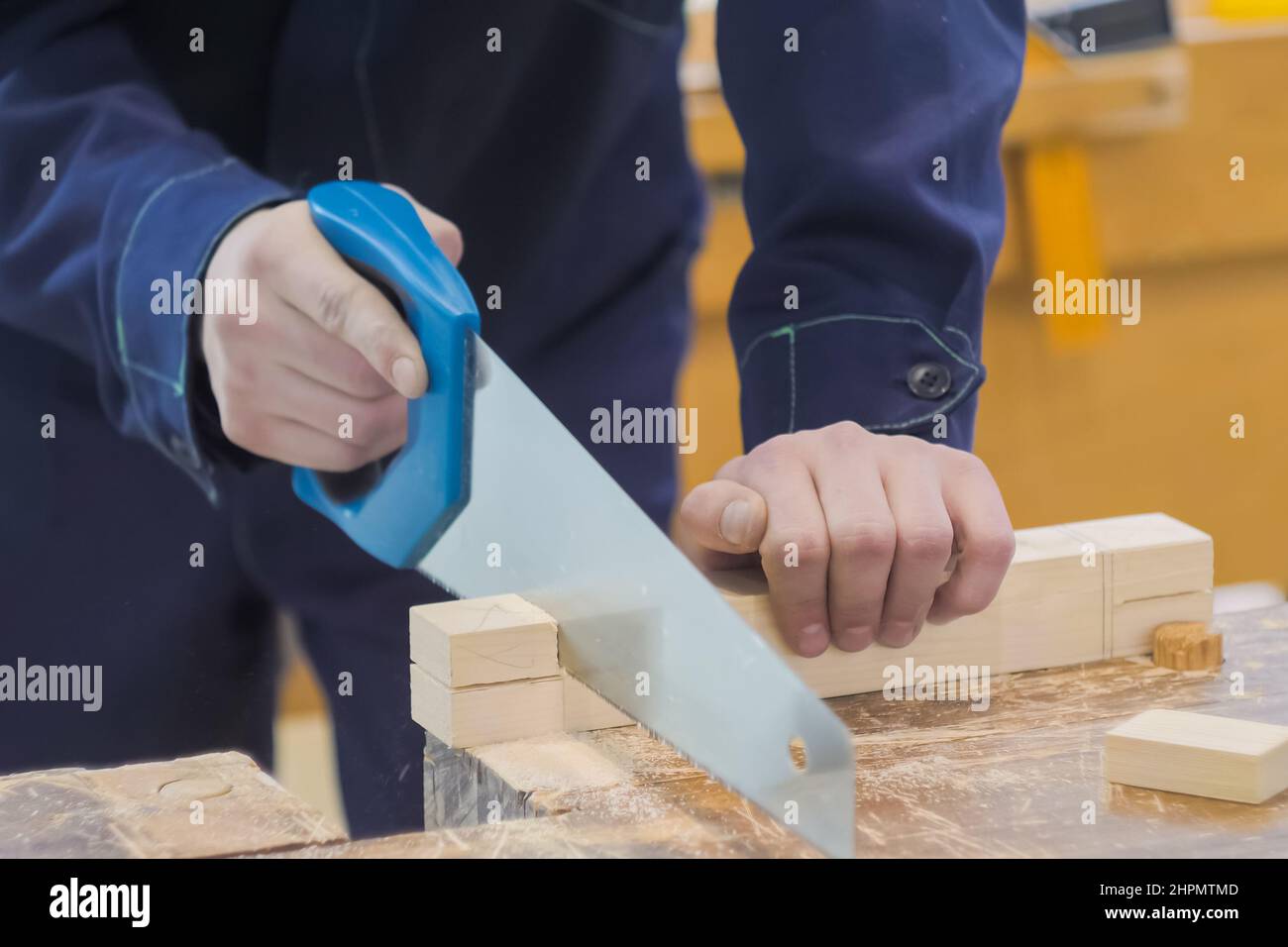 Closeup carpenter using table saw hi-res stock photography and images ...