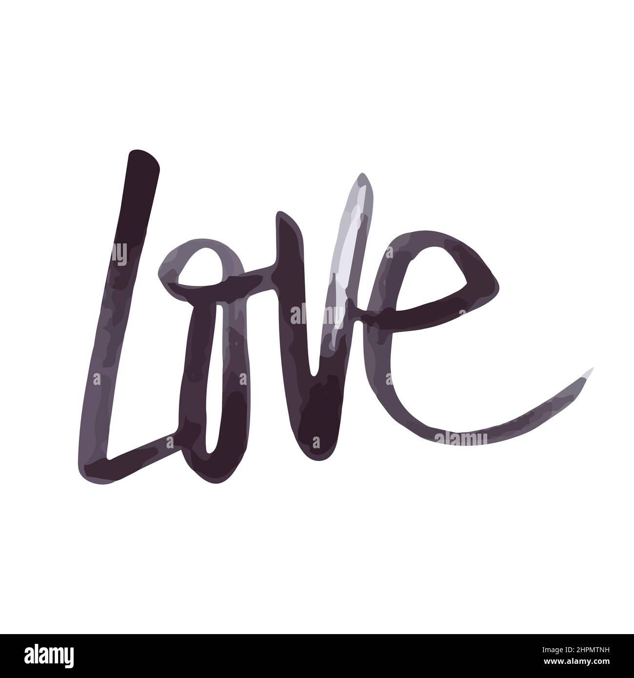 Handwritten love word. Black marker gesture lettering. Vector ...