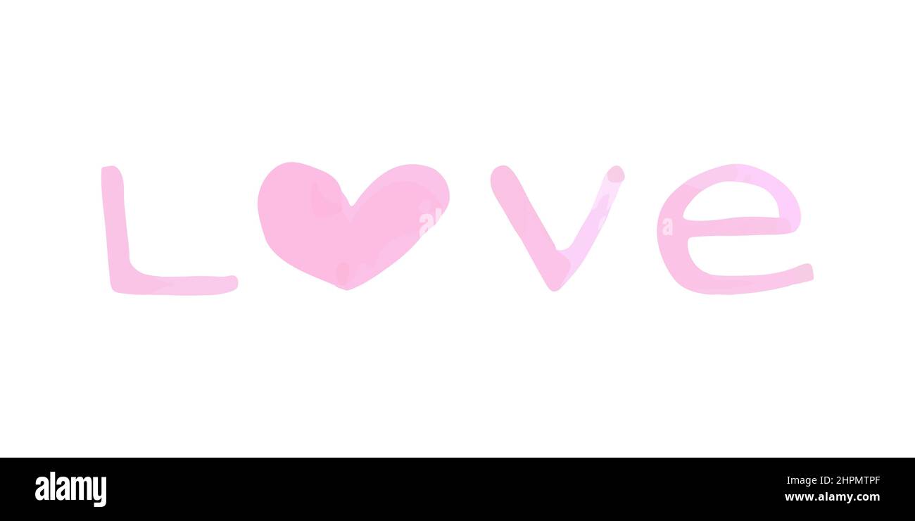 Handwritten love word. Heart shape. Marker lettering. Vector ...