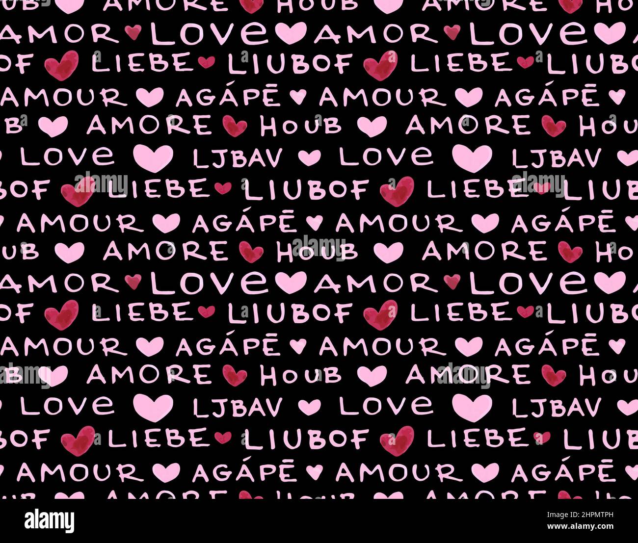 Handwritten love word seamless pattern. Marker lettering. Love in ...