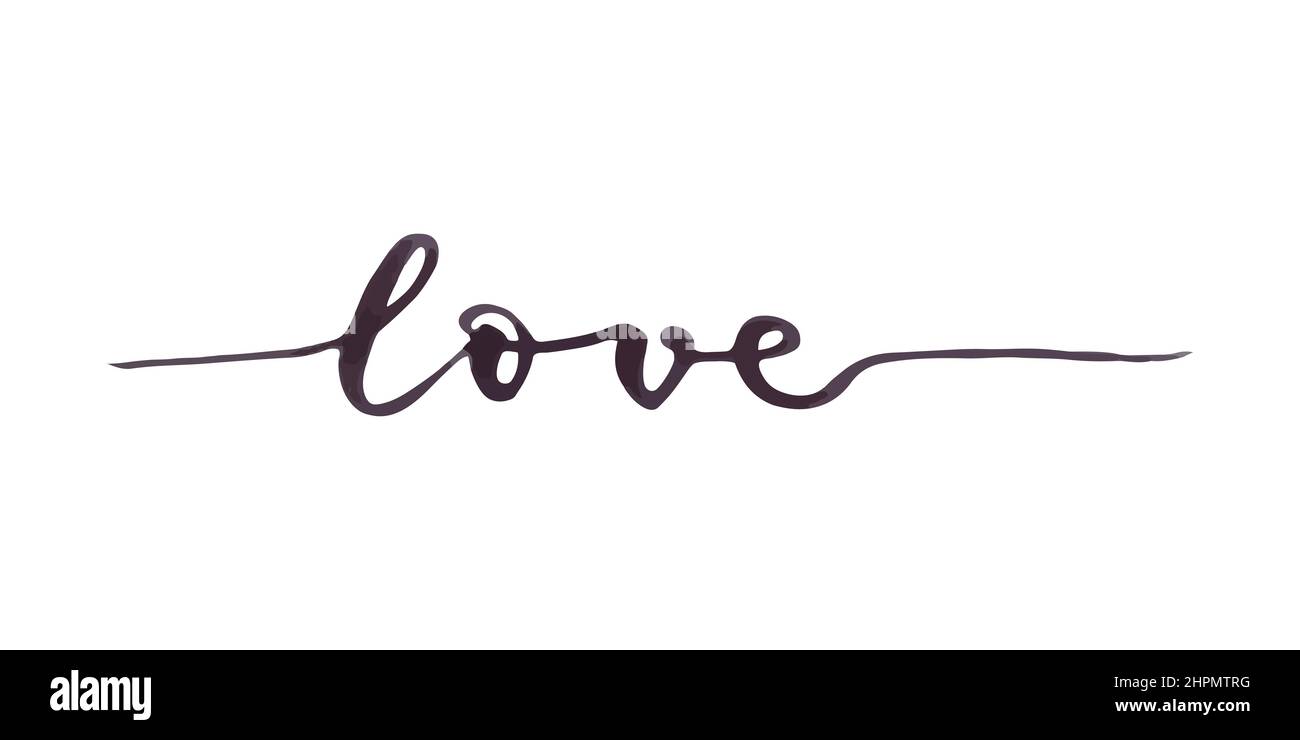 Handwritten love word. Black color. Marker lettering. Vector ...
