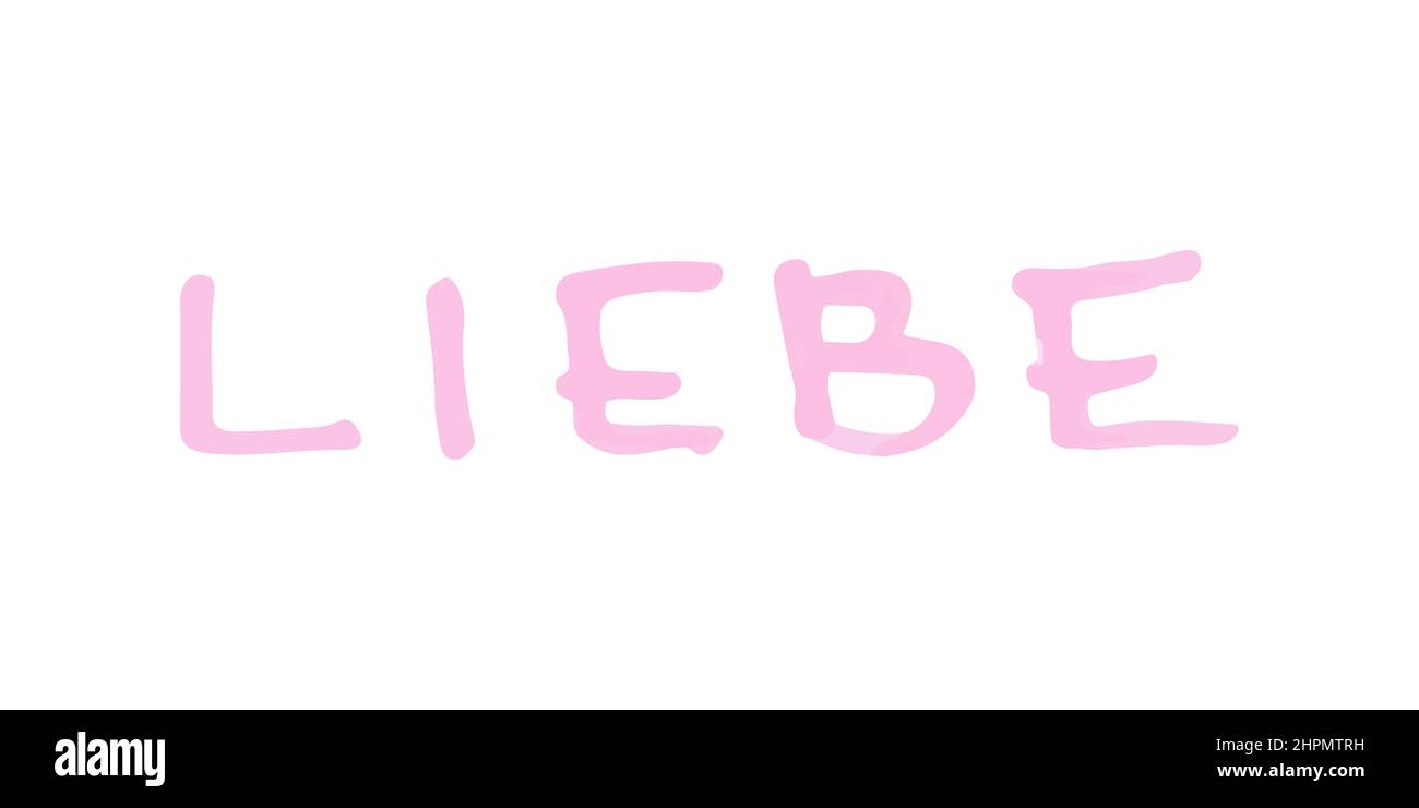 Handwritten love word. Love in German. Marker lettering. Vector ...