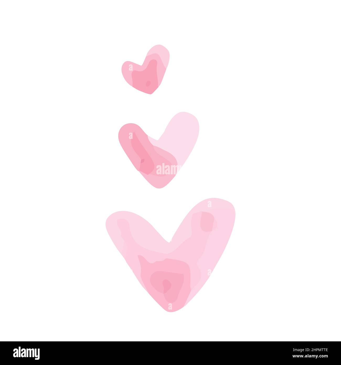 Heart shape color stain set. Love symbol. Pink color. Hand drawn with ...