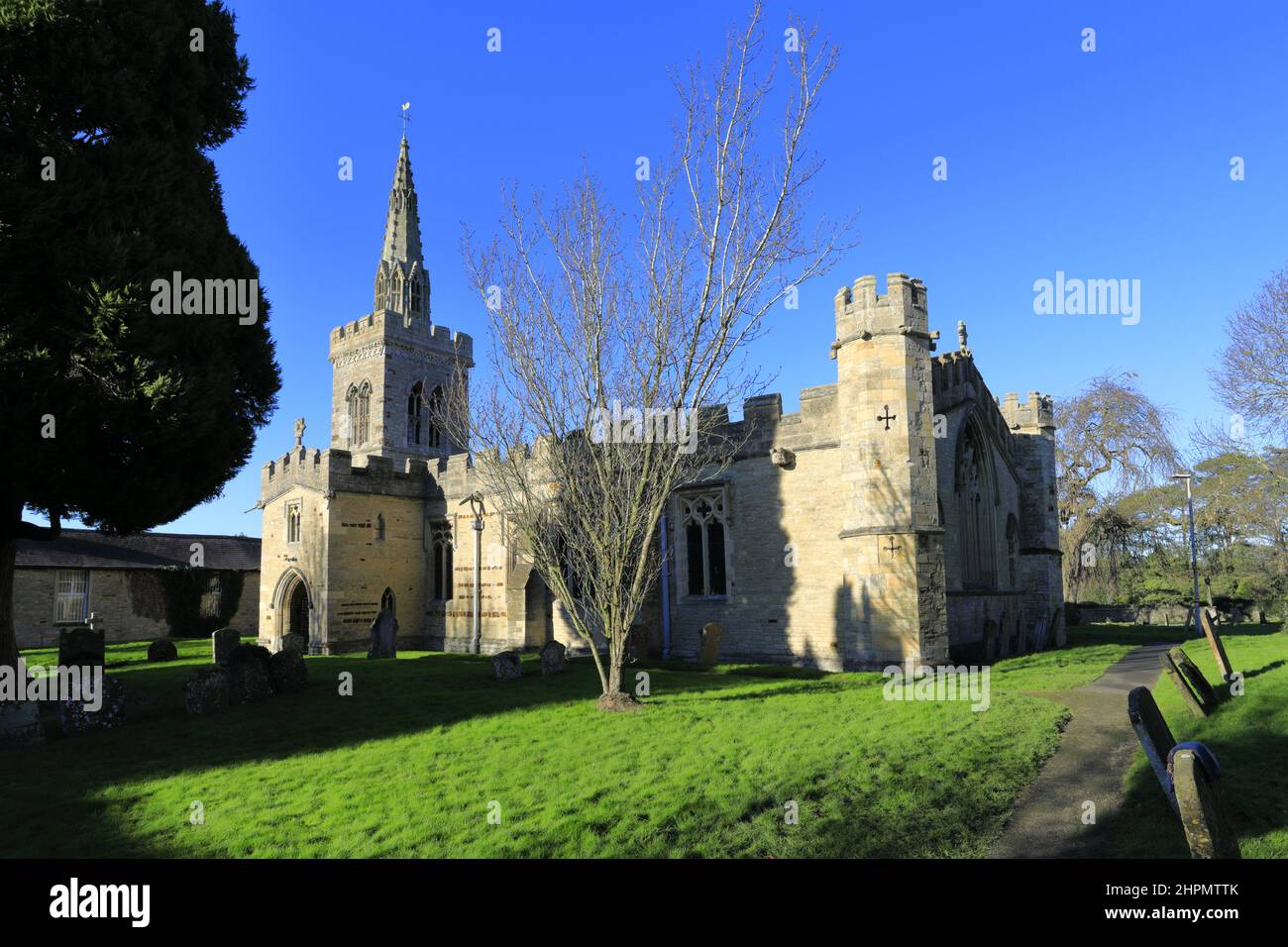 St Lawrence church, Wymington village, Northamptonshire; England; UK ...