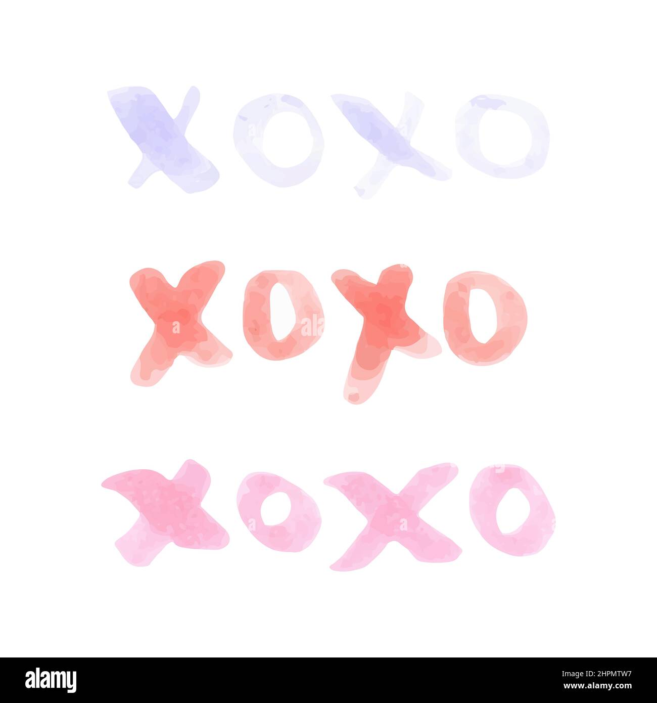 Handwritten xoxo word set. Marker lettering. Multicolor. Vector ...