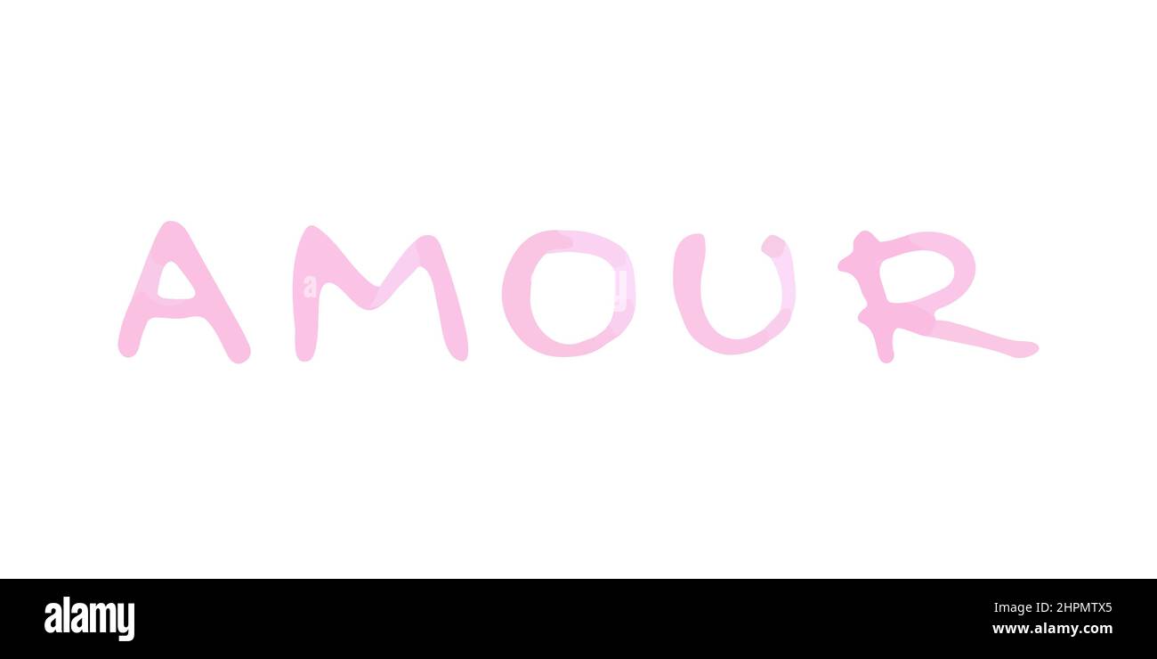 Handwritten love word. Love in French. Marker lettering. Vector ...