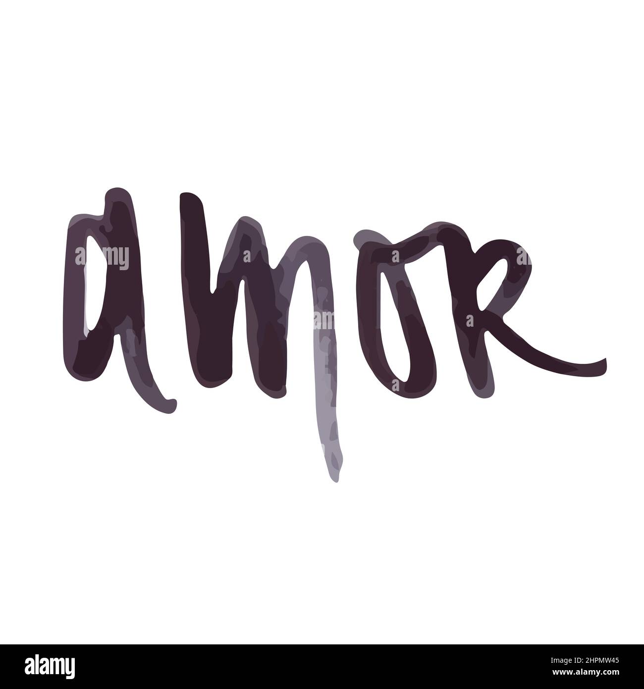 Handwritten love word in Spanish: Amor. Black marker gesture lettering ...