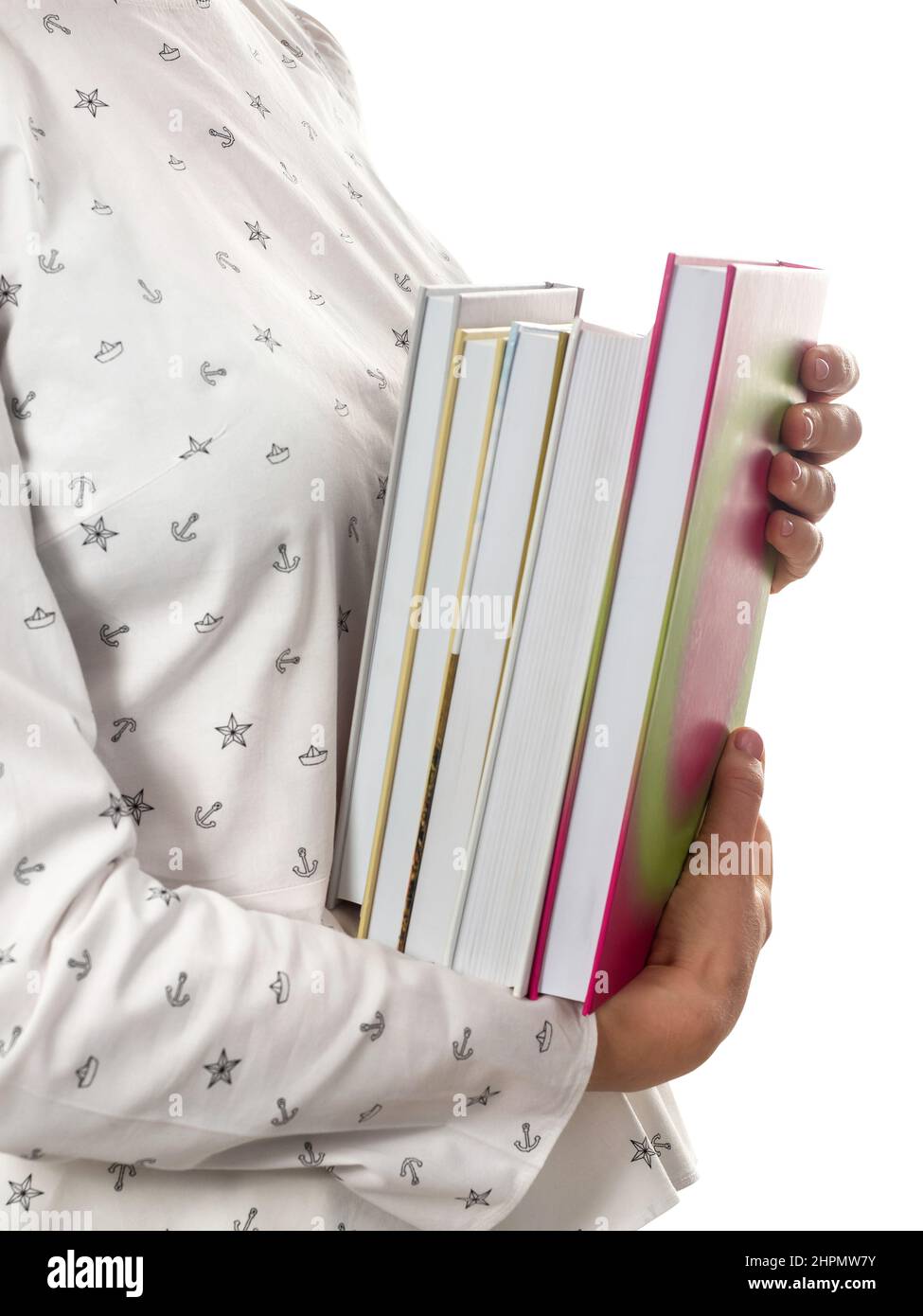 Girl holding stack paper hi-res stock photography and images - Alamy