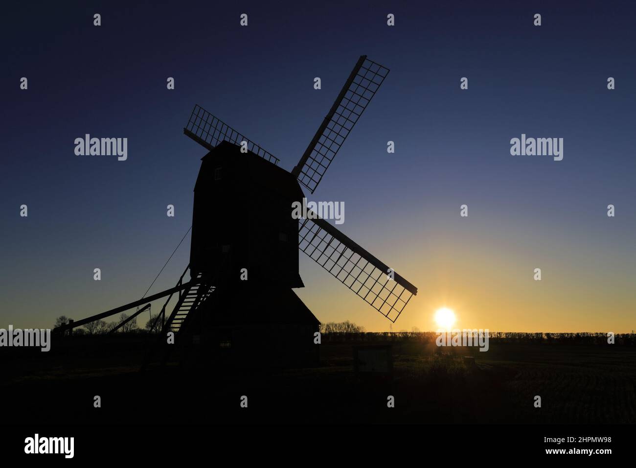 Sunset over Stevington Windmill; Stevington village; Bedfordshire ...